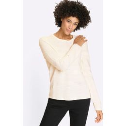 Rundhalspullover "Langarm-Pullover", Damen, Gr. 40, ecru, 100% Polyacryl, unifarben, Pullover Rundhalspullover