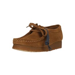 Schn&uuml;rschuh Clarks "Wallabee Cola Suede", Damen, Gr. 36, braun, Leder, Schuhe Schn&uuml;rschuh, aus butterweichem Wildleder