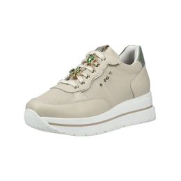 Plateausneaker Nero Giardini "Nero Giardini Sneaker Leder", Damen, Gr. 36, beige, Leder, Schuhe Plateausneaker