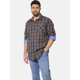 Langarmhemd CHARLES COLBY "Hemd DUKE MALACHAI", Herren, Gr. 3XL, weit, rot (dunkelrot kariert), Obermaterial: 100% Baumwolle CO., Hemden