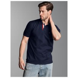 Poloshirt TRIGEMA "TRIGEMA Poloshirt mit dreifarbiger Knopfleiste", Herren, Gr. XL, navy, 100% Baumwolle, Basic, Shirts