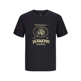Jack & Jones T-Shirt JACK & JONES JUNIOR "JORNANTUCKET TEE SS CN FST JNR", Jungen, Gr. 128, schwarz, Single Jersey, Obermaterial: 100% Baumwolle, bedruckt, regular fit normal, Rundhals, Shirts T-Shirt