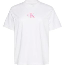 Kurzarmshirt Calvin Klein Jeans "SS 20s CLASSIC LOGO TEE", Damen, Gr. M (40), hellwei&szlig;, Single Jersey, Obermaterial: 100% Baumwolle, regular fit normal, Rundhals, eingesetzt abgesteppte Kante, Shirts, Mit Glitzer-Logo