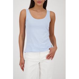 Tanktop monari "Top Basic", Damen, Gr. 34, light sky, Web, Obermaterial: 95% Baumwolle, 5% Elasthan, unifarben, regular fit taillenbedeckt, tiefer Rundhals, Tops Tanktop, K&ouml;rpernahe Passform mit tiefem Rundhalsausschnitt