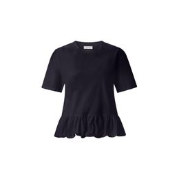 T-Shirt RICHROYAL, Damen, Gr. M, midnight blau, Single Jersey, Obermaterial: 100% Baumwolle, unifarben, Basic normal, Rundhals, Shirts T-Shirt, mit tollem Volant, aus reiner Baumwolle
