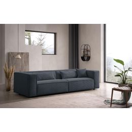 3-Sitzer "PIARA, Couch mit Kedernaht, Sofa in Cord, Leinenoptik o. Strukturstoff", grau (dunkelgrau), B:275cm H:66cm T:101cm, 100% Polyester, LeGer Home by Lena Gercke, Sofas, 3-Sitzer, schwarze F&uuml;&szlig;e, bequemer Sitzkomfort