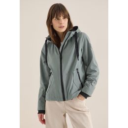 Kurzjacke Cecil, Damen, Gr. L (42), kelp gr&uuml;n, Stoff, Obermaterial: 55% Polyester, 33% Baumwolle, 12% Nylon; Futter: 100% Polyester, unifarben, comfort fit normal, ohne Ausschnitt, Rippb&uuml;ndchen, Jacken Kurzjacke, im Hoodie-Style