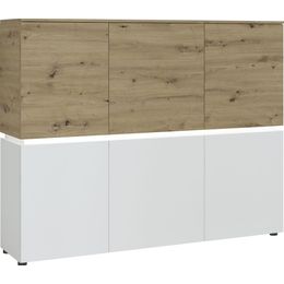 Highboard Home Affaire "Luci", eichefarben artisan, alpinwei&szlig;, B:165,5cm H:131,5cm T:40cm, Holzwerkstoff, Sideboards, Highboard, Breite 165,5 cm