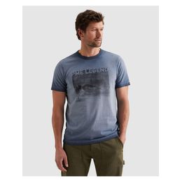 PME-Legend T-Shirt PME LEGEND "Scold dye artwork", Herren, Gr. M, schwarz denim, Jersey, Obermaterial: 100% Baumwolle, normal normal, Rundhals, Shirts T-Shirt, Fotodruck