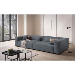 3-Sitzer "PIARA XXL, Sofa mit Kedernaht in Cord, Leinenoptik o. Strukturstoff", grau (dunkelgrau), B:316cm H:66cm T:136cm, 100% Polyester, LeGer Home by Lena Gercke, Sofas, 3-Sitzer, schwarze F&uuml;&szlig;e, bequemer Sitzkomfort, extra tiefe Sitzfl&auml;che