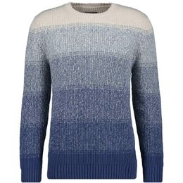 Rundhalspullover Ragman, Herren, Gr. 52, blau (blaugrau), Strick, 100% Baumwolle, ohne Ausschnitt, Pullover Rundhalspullover
