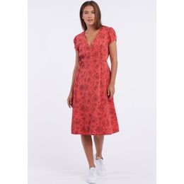 Sommerkleid Ragwear "LOWENNA", Damen, Gr. M (38), N-Gr, pink (raspberry), Web, Obermaterial: 100% Viskose, gebl&uuml;mt, gemustert, V-Ausschnitt, Kleider Sommerkleid, Ausschnitt mit Wickeleffekt und Taillen Bindeband