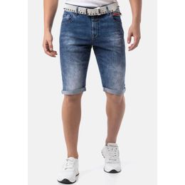 Cipo & Baxx Jeansshorts CIPO & BAXX, Herren, Gr. 31, N-Gr, blau, Denim/Jeans, Obermaterial: 98% Baumwolle, 2% Elasthan, Abriebeffekte, slim fit knielang, Jeans Jeansshorts, Baumwollmischung, slim fit, Topseller