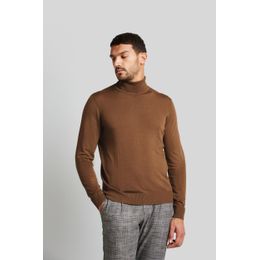 Rollkragenpullover Bugatti, Herren, Gr. XXL, braun (cognac), 100% Wolle, unifarben, regular fit, ohne Ausschnitt, Rippb&uuml;ndchen, Pullover Rollkragenpullover, aus 100 % Merinowolle