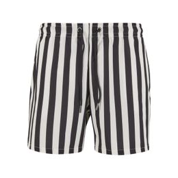 Badeshorts Urban Classics "Urban Classics Striped Seersucker Swim Shorts", Herren, Gr. L, US-Gr&ouml;&szlig;en, schwarz, sanftes wei&szlig;, 100% Polyester, Badehosen Badeshorts