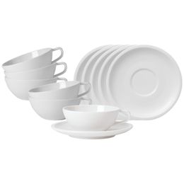 Villeroy & Boch Tasse VILLEROY & BOCH "Teetassen mit Untertassen Artesano Original 120 ml 6er Set wei&szlig;", wei&szlig;, B:15,6cm H:6,9cm &Oslash;:15,6cm, Porzellan, Trinkgef&auml;&szlig;e, Tasse, Sp&uuml;lmaschinengeeignet, Mikrowellengeeignet