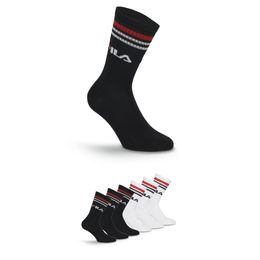 Socken Fila "UNISEX LIFESTYLE PLAIN SOCKS", Damen, Gr. 43-46, schwarz-wei&szlig; (schwarz, wei&szlig;), Baumwollmischung, unifarben, normal, Socken Socken, mit Logo-Schriftzug