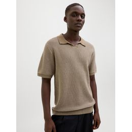Jack & Jones Rundhalspullover JACK & JONES "JPRCCEASTON KNIT SPLIT NECK SS SN", Herren, Gr. S, braun (rain drum), Strick, Obermaterial: 100% Baumwolle, unifarben, regular fit h&uuml;ftbedeckend, V-Ausschnitt, Pullover Rundhalspullover