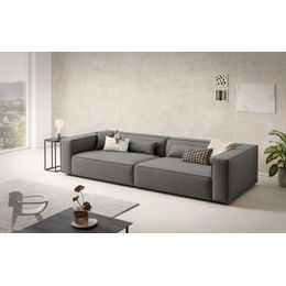 3-Sitzer "PIARA XXL, Sofa mit Kedernaht in Cord, Leinenoptik o. Strukturstoff", grau (anthrazit), B:316cm H:66cm T:136cm, 100% Polyester, LeGer Home by Lena Gercke, Sofas, 3-Sitzer, schwarze F&uuml;&szlig;e, bequemer Sitzkomfort, extra tiefe Sitzfl&auml;che