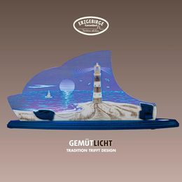 Weigla LED Dekolicht "Maritim, Holz & Acrylglas, BLAU-WEIẞ, Made in Germany", blau, H: 21cm, 1 Stk., Leuchten, Erzgebirge garantiert, maritime Deko Innen, Dekolampe, LED Dekolicht