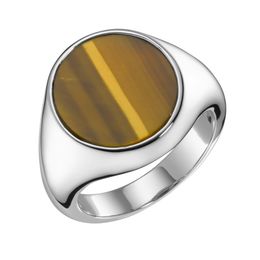 Silberring "Ring Siegelring mit Tigerauge, Silber 925" Gr. 64, braun, Giorgio Martello MILANO, Fingerringe, Herren, 64, Silber 925 (Sterlingsilber), Silberring