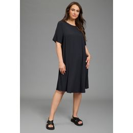 Jerseykleid LAURA SCOTT CURVE, Damen, Gr. 44, N-Gr, schwarz, Single Jersey, Obermaterial: 95% Viskose, 5% Elasthan, unifarben, A-Linie knielang, Rundhals, Kleider Jerseykleid, aus Single Jersey, elastische Viskosemischung, knielange A-Linie