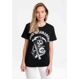 T-Shirt logoshirt "Sons Of Anarchy Logo", Damen, Gr. XS, schwarz, 100% Baumwolle, bedruckt, normal, Rundhals, Shirts T-Shirt, mit lizenziertem Print
