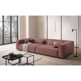 3-Sitzer "PIARA XXL, Sofa mit Kedernaht in Cord, Leinenoptik o. Strukturstoff", beige (puder), B:316cm H:66cm T:136cm, 100% Polyester, LeGer Home by Lena Gercke, Sofas, 3-Sitzer, schwarze F&uuml;&szlig;e, bequemer Sitzkomfort, extra tiefe Sitzfl&auml;che