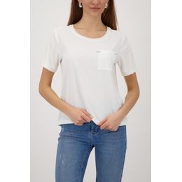 Schlupfbluse monari "Schluse Basic", Damen, Gr. 46, off, wei&szlig;, Web, Obermaterial: 92% Viskose, 8% Elasthan. R&uuml;ckenteil: 100% Polyester, unifarben, regular fit taillenbedeckt, Rundhals, eingesetzt abgesteppte Kante, Blusen Schlupfbluse, Regular fit mit Strasssteinen