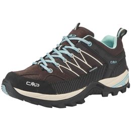 Wanderschuh CMP "RIGEL LOW WMN TREKKING SHOE WP", Damen, Gr. 42, toffee, lagoon, Leder, Synthetik, Schuhe Wanderschuh, wasserdicht