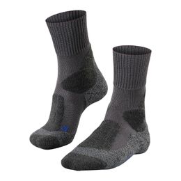Wandersocken Falke "TK1 Adventure Cool", Herren, Gr. 46-48, grau (asphalt meliert), Materialmix, normal, Socken Wandersocken, hoher Schutz f&uuml;r bergiges Gel&auml;nde, schnelltrocknend, atmungsaktiv
