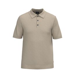 Poloshirt OLYMP "Strick Casual", Herren, Gr. L, natur, Feinstrick, Obermaterial: 84% Baumwolle, 16% Polyamid, meliert, regular fit h&uuml;ftbedeckend, hoch geschlossener Ausschnitt, Rippb&uuml;ndchen, Shirts, mit Knopfleiste, regular fit