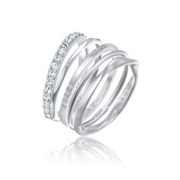 Ring-Set Elli "Ring Stapelringe Bandringe 5er Set 925 Silber, mit Kristallen von Swarovski" Gr. 56, silber, Fingerringe, Damen, 56, Silber 925 (Sterlingsilber), Ring-Set