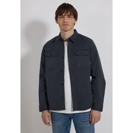 Kurzjacke Street One MEN, Herren, Gr. L (42), schwarz ink blau, Web, 98% Baumwolle, 2% Elasthan, unifarben, normal normal, V-Ausschnitt, B&uuml;ndchen, Jacken Kurzjacke, mit Brusttaschen
