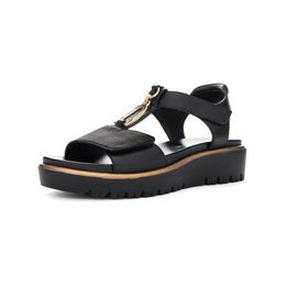 Keilsandalette Ara "Ara Sandalen Leder", Damen, Gr. 42, schwarz, Leder, Schuhe