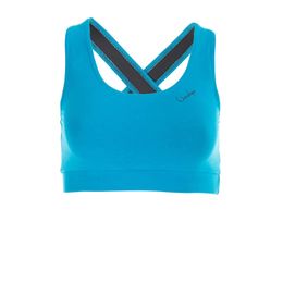 Sport-Bustier WINSHAPE "WVR4", Damen, Gr. XS, Normalgr&ouml;&szlig;en, blau (t&uuml;rkis), Obermaterial: 90% Baumwolle, 10% Elasthan, BHs Sport-Bustier, mit offenem &bdquo;Drop Back Design&ldquo;