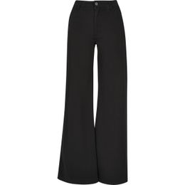 Chinos Urban Classics "Urban Classics Damen Ladies High Waist Wide Leg Chino Pants", Damen, Gr. 29, Normalgr&ouml;&szlig;en, schwarz, 98% Baumwolle, 2% Elasthan, unifarben, loose fit, Hosen