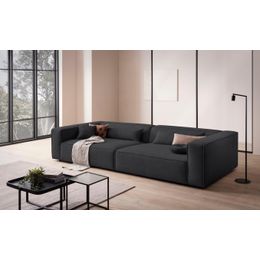 3-Sitzer "PIARA XXL, Sofa mit Kedernaht in Cord, Leinenoptik o. Strukturstoff", anthrazit, B:316cm H:66cm T:136cm, 100% Polyester, LeGer Home by Lena Gercke, Sofas, 3-Sitzer, schwarze F&uuml;&szlig;e, bequemer Sitzkomfort, extra tiefe Sitzfl&auml;che
