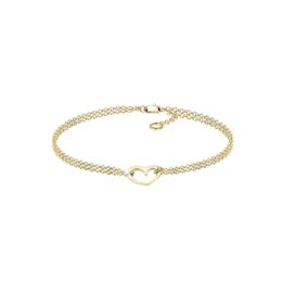 Armkette Elli Premium "Armband Herz Zweireihig Valentin 375 Gelbgold" Gr. 180, gold, Armb&auml;nder, Damen, 180, Gelbgold 375, Armkette