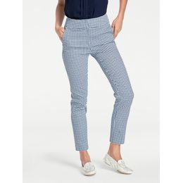 R&ouml;hrenhose Heine, Damen, Gr. 38, Normalgr&ouml;&szlig;en, blau (marine, wei&szlig;), 71% Baumwolle, 26% Polyester, 3% Elasthan, gemustert, mehrfarbig, 7/8-L&auml;nge, Hosen R&ouml;hrenhose