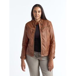 Lederjacke Maze "42021313", Damen, Gr. 44, braun (cognac), Obermaterial: 100% Lammleder; Futter: 100% Baumwolle; &Auml;rmelfutter: 100% Polyester, Jacken