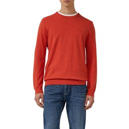 Rundhalspullover s.Oliver, Herren, Gr. L, rotbraun, Strick, Obermaterial: 100% Baumwolle, unifarben, regular fit normal, Rundhals, Rippb&uuml;ndchen, Pullover Rundhalspullover, mit Logo Stickerei