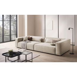 3-Sitzer "PIARA XXL, Sofa mit Kedernaht in Cord, Leinenoptik o. Strukturstoff", beige (hellbeige), B:316cm H:66cm T:136cm, 100% Polyester, LeGer Home by Lena Gercke, Sofas, 3-Sitzer, schwarze F&uuml;&szlig;e, bequemer Sitzkomfort, extra tiefe Sitzfl&auml;che
