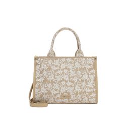 Shopper Tamaris "Shopper TAS Katima", Damen, Gr. B/H/T: 33cm x 25cm x 12cm 0, beige (ecru, flower 326), Polyester, Taschen Shopper