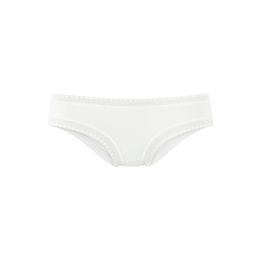 Brasilslip Lascana, Damen, Gr. 44/46, beige (creme), Jersey, Obermaterial: 95% Baumwolle, 5% Elasthan. Spitze: 90% Polyamid, 10% Elasthan, unifarben, Unterhosen, aus elastischer Baumwolle mit weicher Spitze