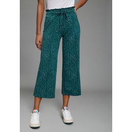Culotte Kangaroos, Damen, Gr. 48, N-Gr, petrol alloverprint, Jersey, Obermaterial: 56% Baumwolle, 38% Viskose, 6% Elasthan, bequem wadenlang, Hosen Culotte, weite Jerseyhose, mit Eingrifftaschen, mit Bindeband am Bund