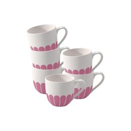 Villeroy & Boch Espressotasse VILLEROY & BOCH "Espressotassen Fleur Couleur 70 ml 6er Set", pink (cassis), B:8,5cm H:6cm &Oslash;:8,5cm, Porzellan, Trinkgef&auml;&szlig;e, Espressotasse, Sp&uuml;lmaschinenfest, Mikrowellensicher