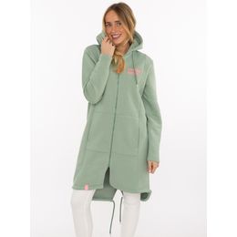 Kurzmantel Zwillingsherz "Morning Coffee", Damen, Gr. S, iceberg gr&uuml;n, Sweatware, Obermaterial: 50% Baumwolle, 50% Polyester, M&auml;ntel Kurzmantel, gro&szlig;e Stickerei hinten, Taschen, Rei&szlig;verschlu&szlig;