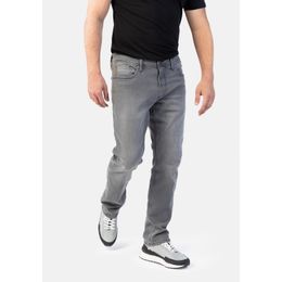 5-Pocket-Hose Stooker Men "Men Frisco Colour Straight Fit Jeans", Herren, Gr. 44, L&auml;nge 32, grau (midgrau), Twill, 84% Baumwolle, 14% Polyester, 2% Elasthan, gerade lang, Hosen 5-Pocket-Hose, Straight Fit Casual Clean Wash Twill Coloured Comfort Flex f&uuml;r Herren