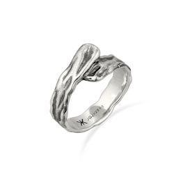 Silberring Kuzzoi "Ring Bandring Organic Struktur 925 Sterling Silber" Gr. 62, grau, Fingerringe, Herren, 62, Silber 925 (Sterlingsilber), Silberring